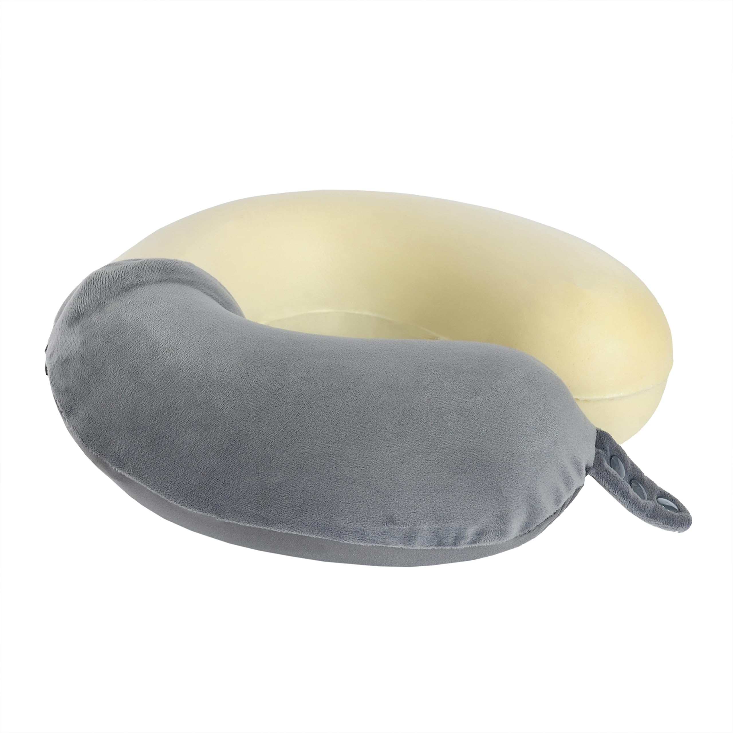 Makimoo Travel Neck Pillow, Top Memory Foam Pillow for Head Support, Ideal for Airplanes, Cars, and Home Recliners, Adjustable and Soft (Grey)