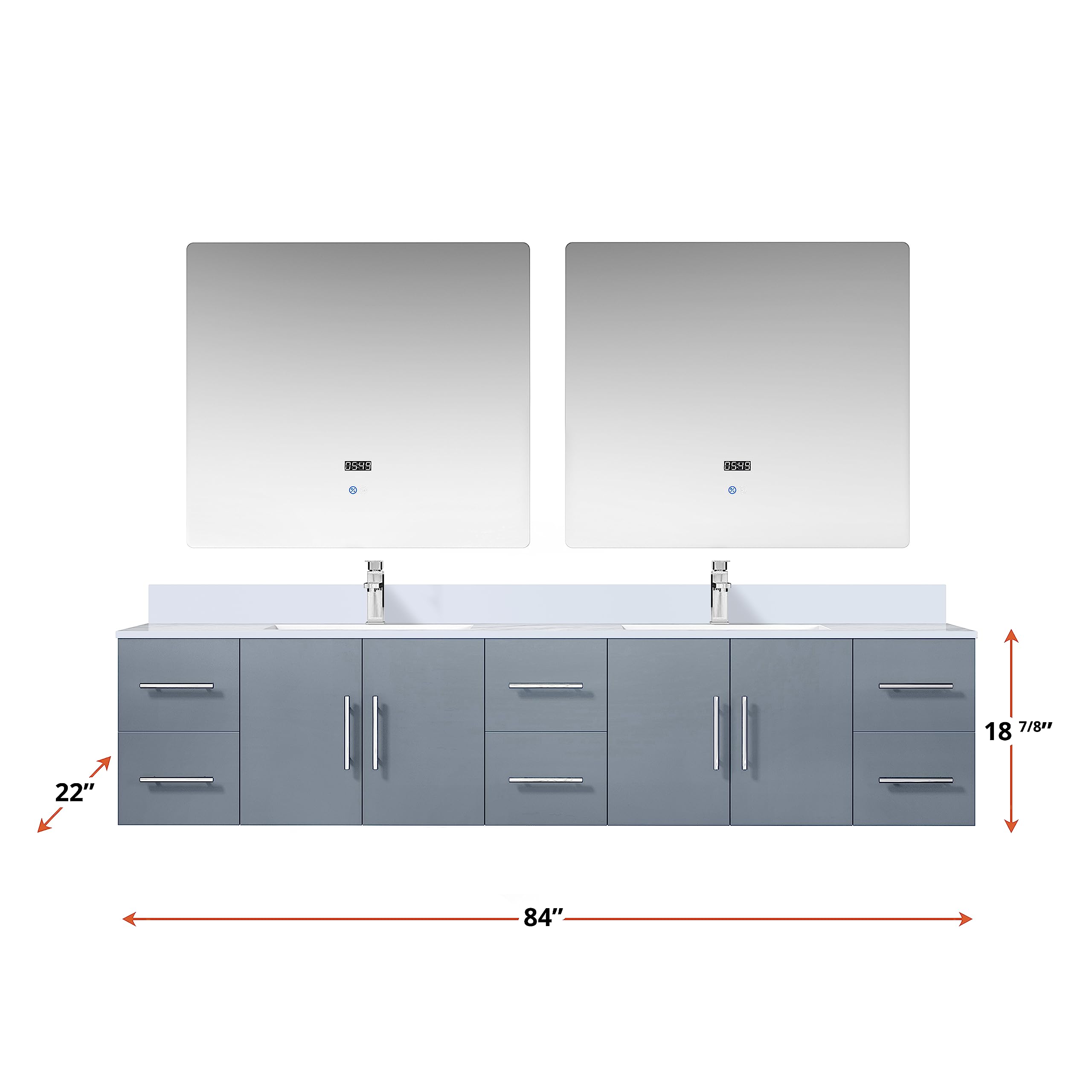 Bell+Modern Sonoma 84 in. W x 22 in. D Dark Grey Double Bath Vanity and Cultured Marble Top