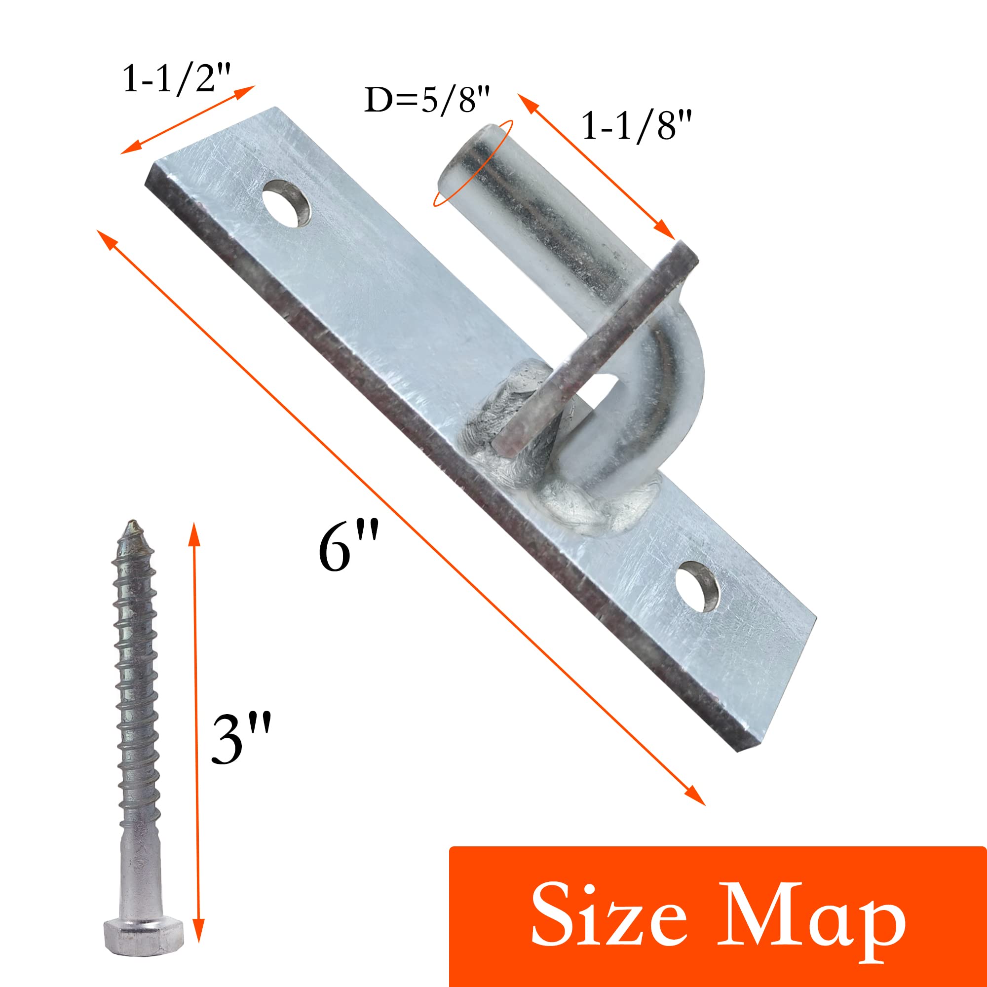 Jikacok Wall Mount Gate Hinge, Sturdy Fence Gate Hinges Fence Post Chain Link Gate Hinge. 4 Pack Sturdy Wall Mount Gate Hinges with 5/8 Hinge Pin