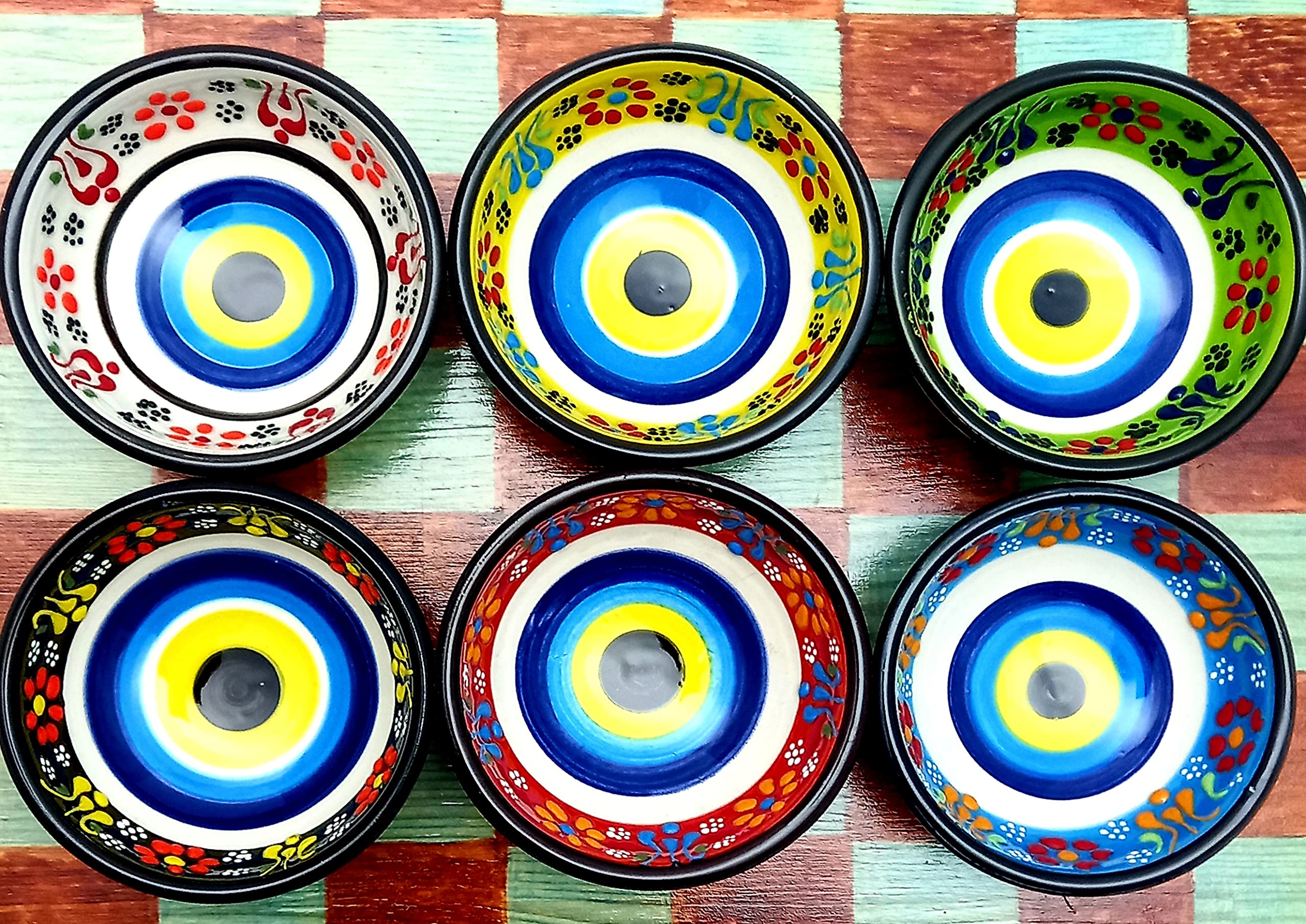 Ceramic Evil Eye Bowl Handicraft Motif 6 Pieces 6 Colors