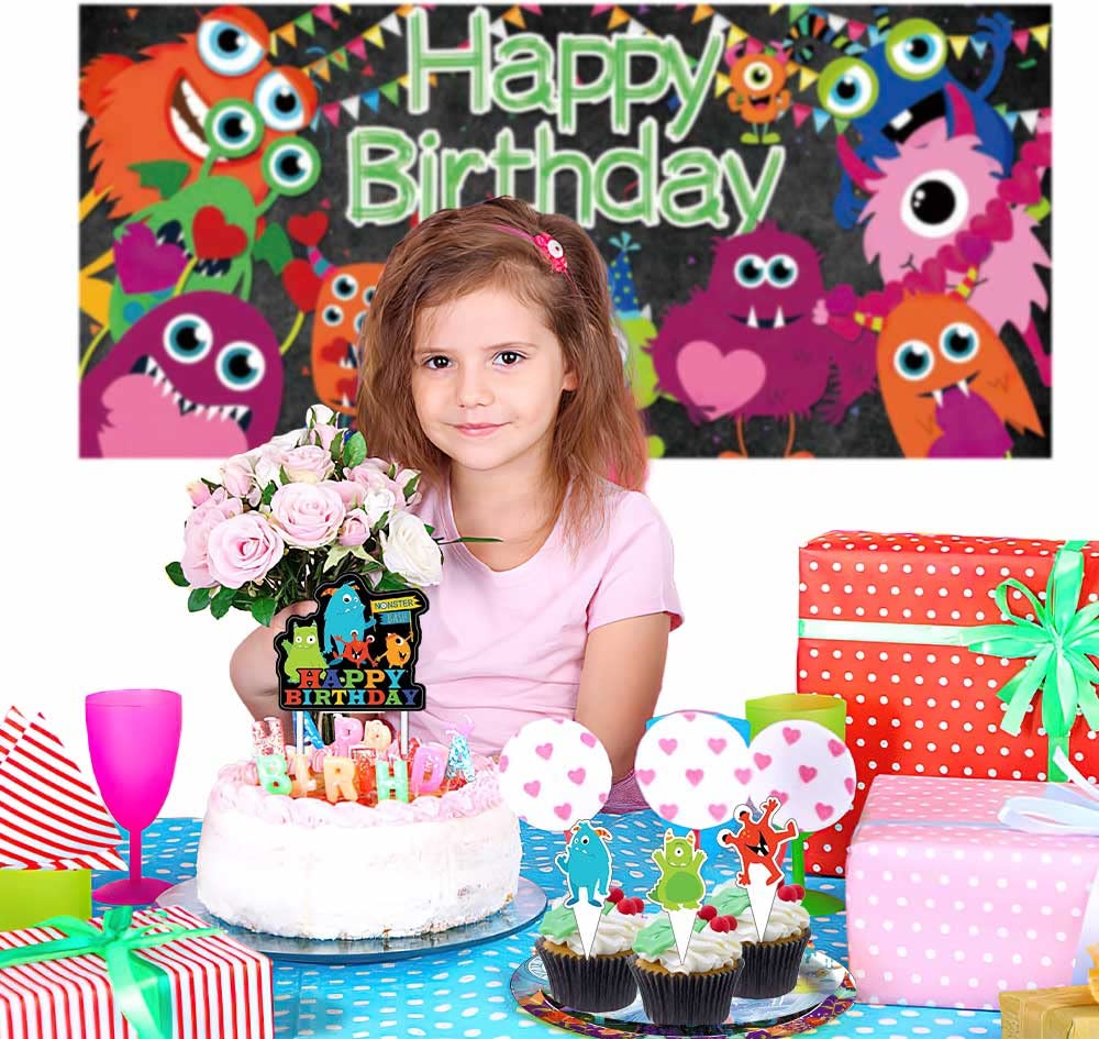 N05280-DXQ-MonsterBash Monster Bash Birthday Party Supplies Decorations Cake Topper Balloons Favors Backdrop Banner Decor