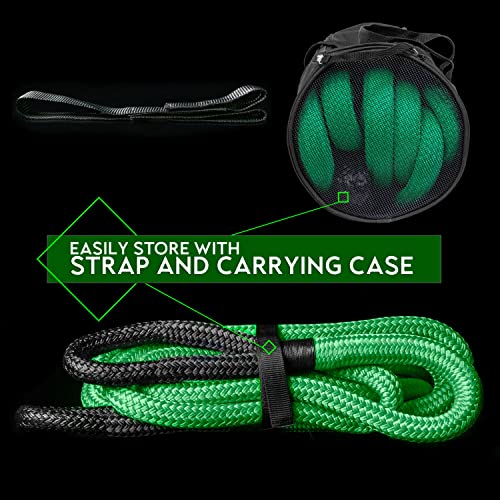 STREAL 1” x 30ft Recovery Tow Rope Kit - Kinetic Energy Offroading Strap - Heavy Duty (Strength of 36,000lbs) for Trucks Vehicle ATV UTV SUV - Includes 2 Soft Shackles and Storage Bag - 4Pcs