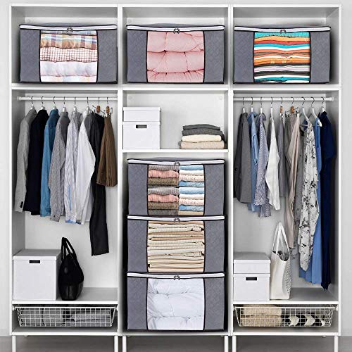 Vieshful 3 Pack 75L Underbed Storage Containers and 3 Pack 90L Clothes Storage Bags,Large Capacity Clothing Organizers for Bedding Blanket Comforter Quilt