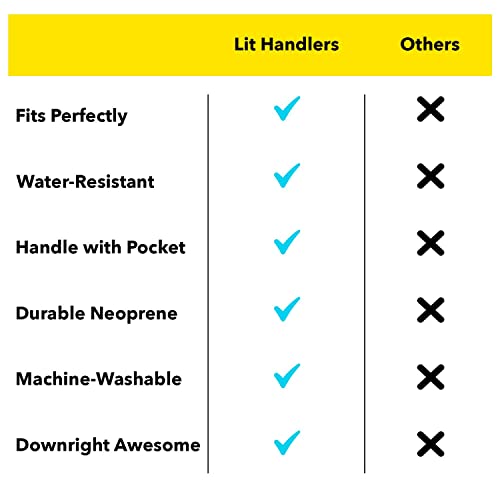Lit Handlers Soda Can Handle - 12oz Can Cooler Sleeves Neoprene Material for Beer & Other Drinks -Bottle Insulator for Office, Gym, & Beach - Reusable Beverage Holder w/Handle (Black w/Leopard)
