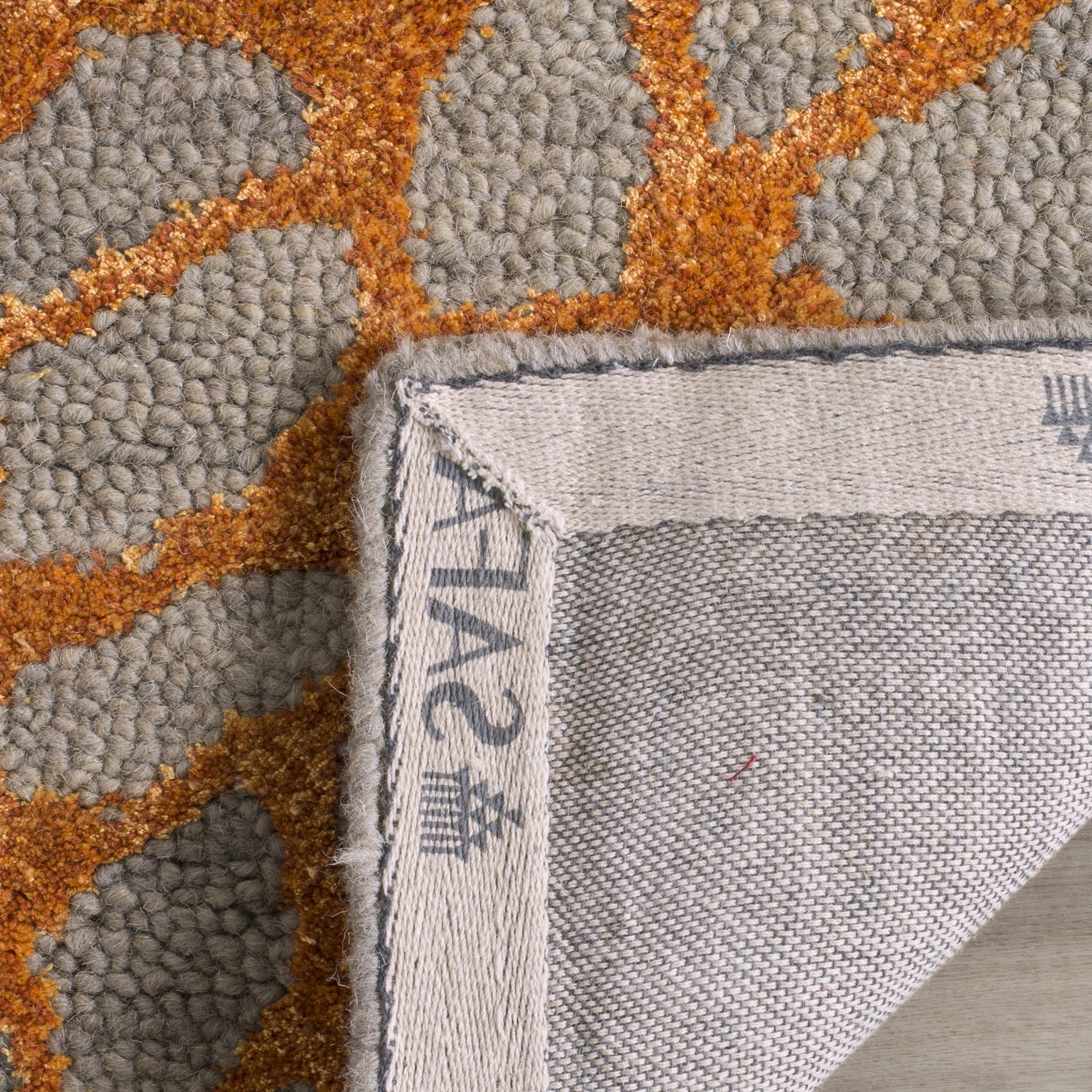 SAFAVIEH Blossom Collection Runner Rug - 2'3" x 12', Grey & Orange, Handmade Wool & Viscose, Ideal for High Traffic Areas in Living Room, Bedroom (BLM695C)