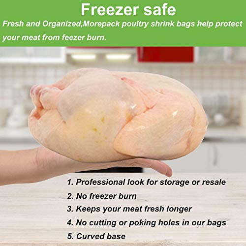 Poultry Shrink Bags 10"x16" 50Pack Clear Poultry Heat Shrink Wrap BPA Free Freezer Safe with 50 Zip Ties,50PCS Freezer Labels and a Silicone Straw for Chickens,Rabbits