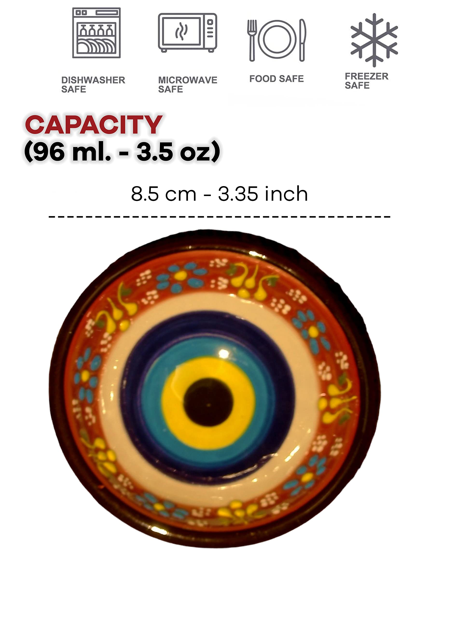 Ceramic Evil Eye Bowl Handicraft Motif 6 Pieces 6 Colors