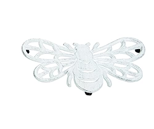 White Cast Iron Bee Shaped Trivet, 7.68 inch Dia