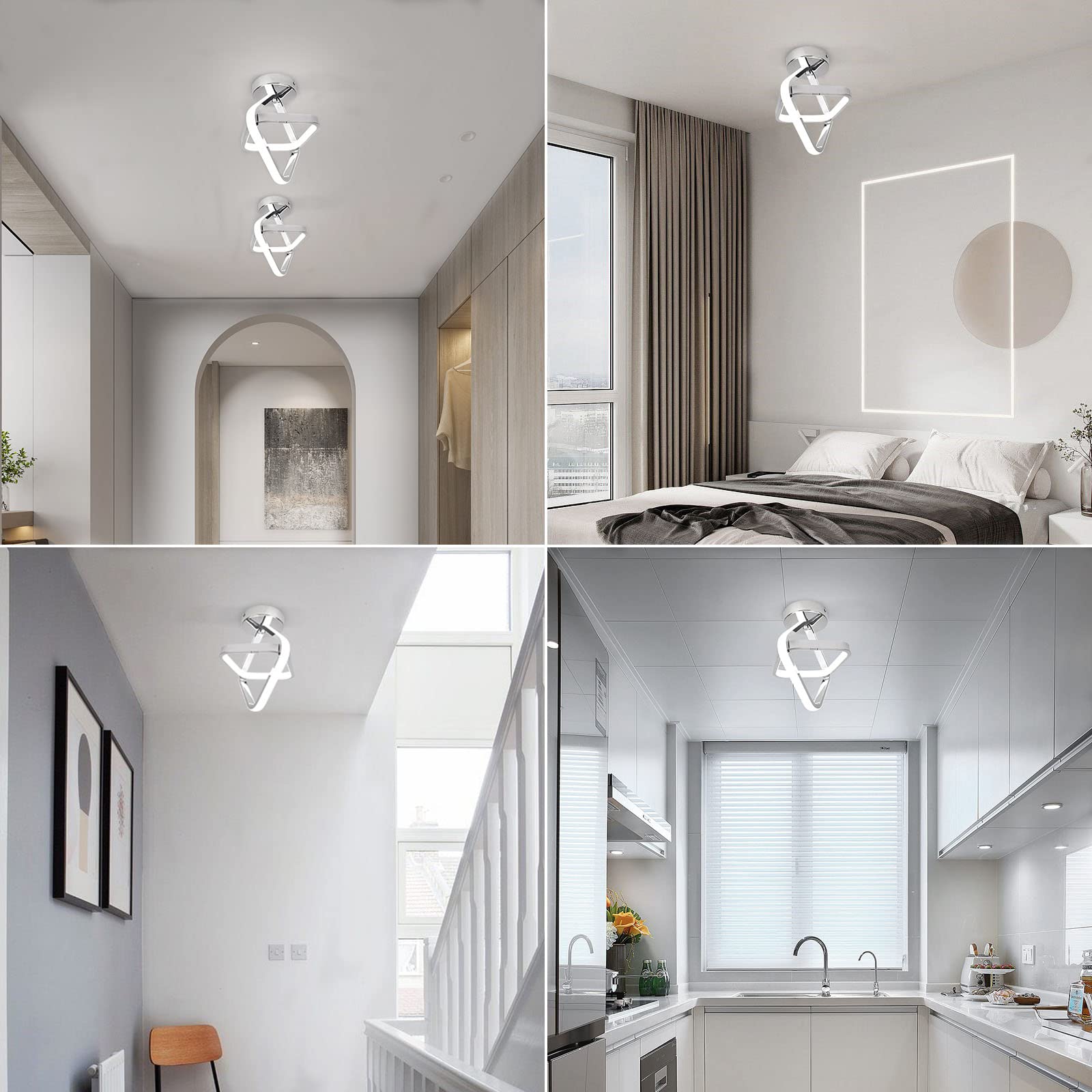 CANEOE Modern Led Ceiling Light, 22W Square Small Led Ceiling Lamp Fixures, 6000K Cool White Close to Ceiling Lights for Living Room Bedroom Ktchen Office Hallway Lights