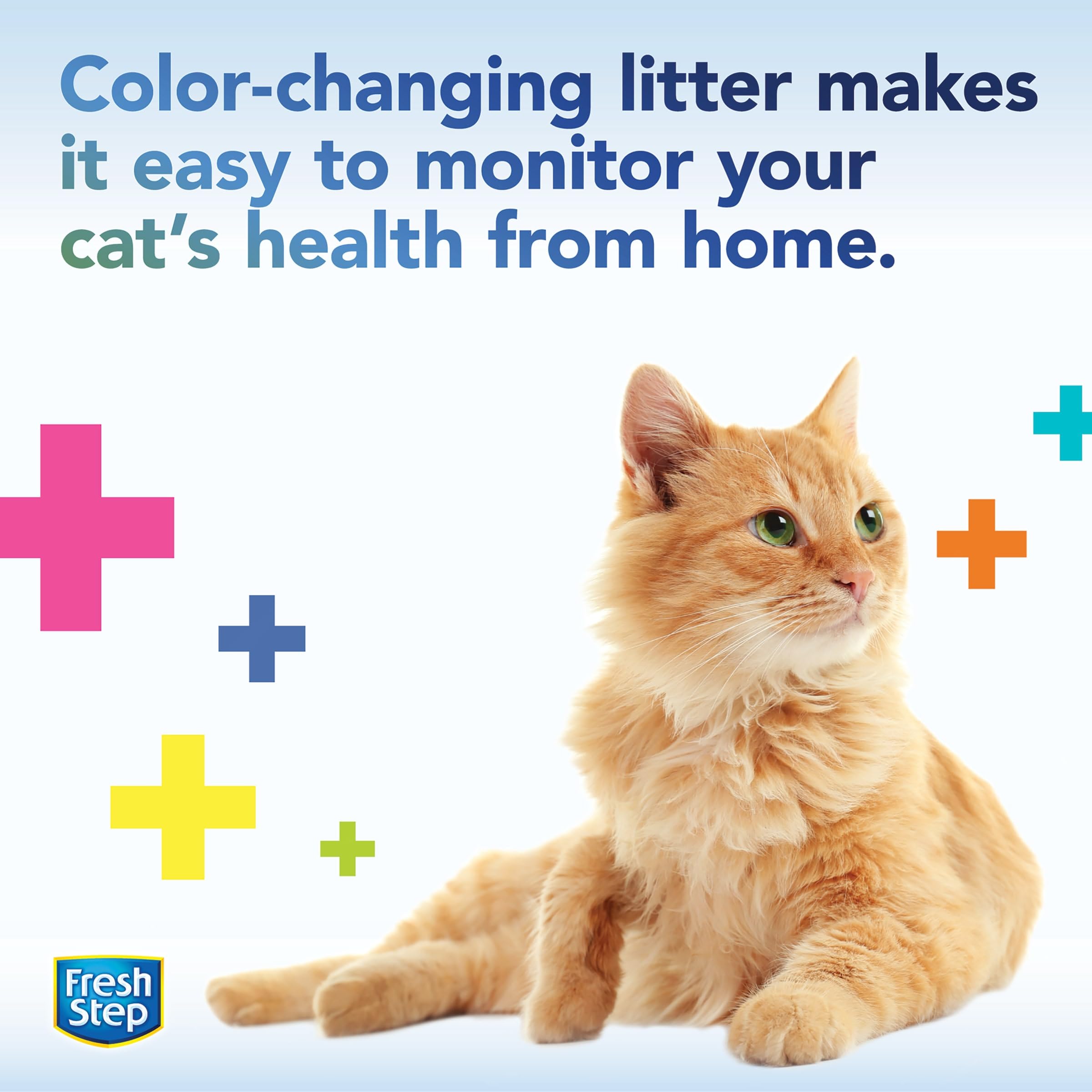 Fresh Step Crystals Health Monitoring Cat Litter, Color-Changing Litter Helps Detect Irregularities in Cat Urine, Controls Odor for 30 Days, 14 lbs. (2 x 7 lb. Bag)