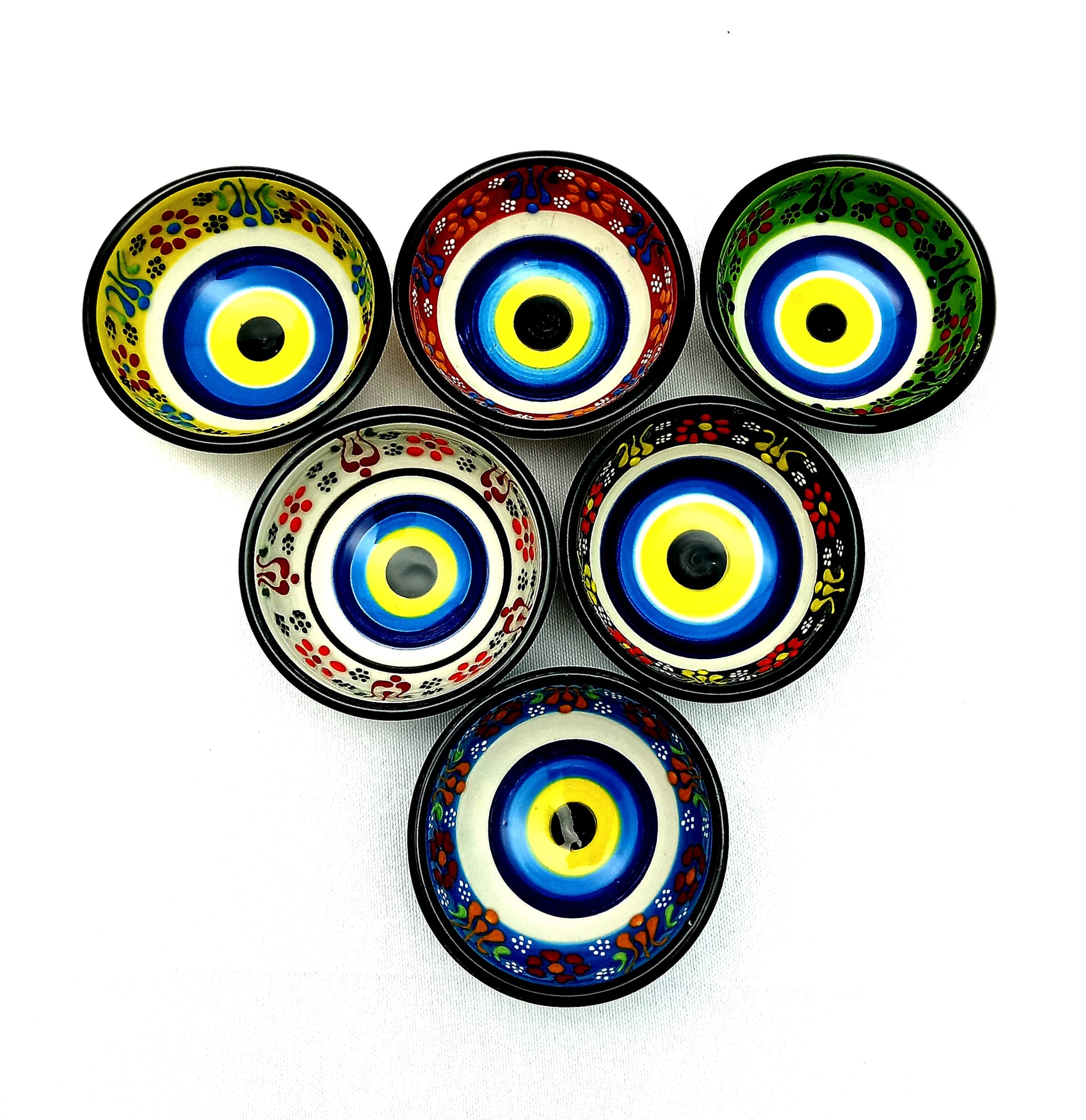Ceramic Evil Eye Bowl Handicraft Motif 6 Pieces 6 Colors