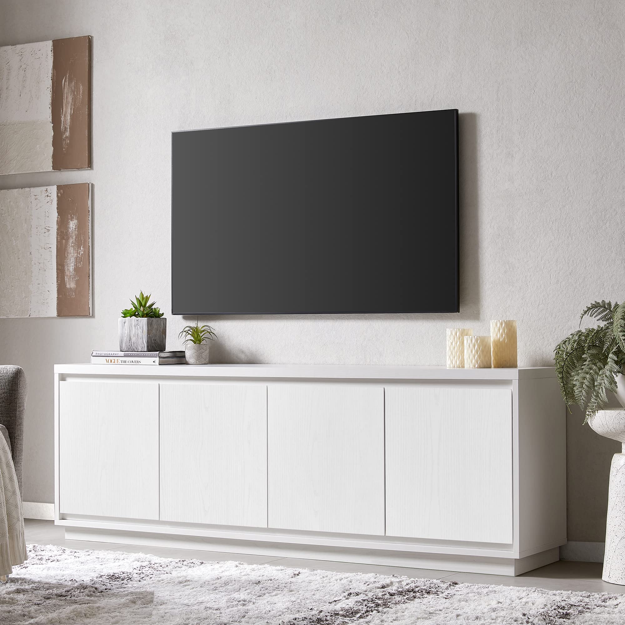 Henn&Hart Presque TV Stand, 68" Wide, White