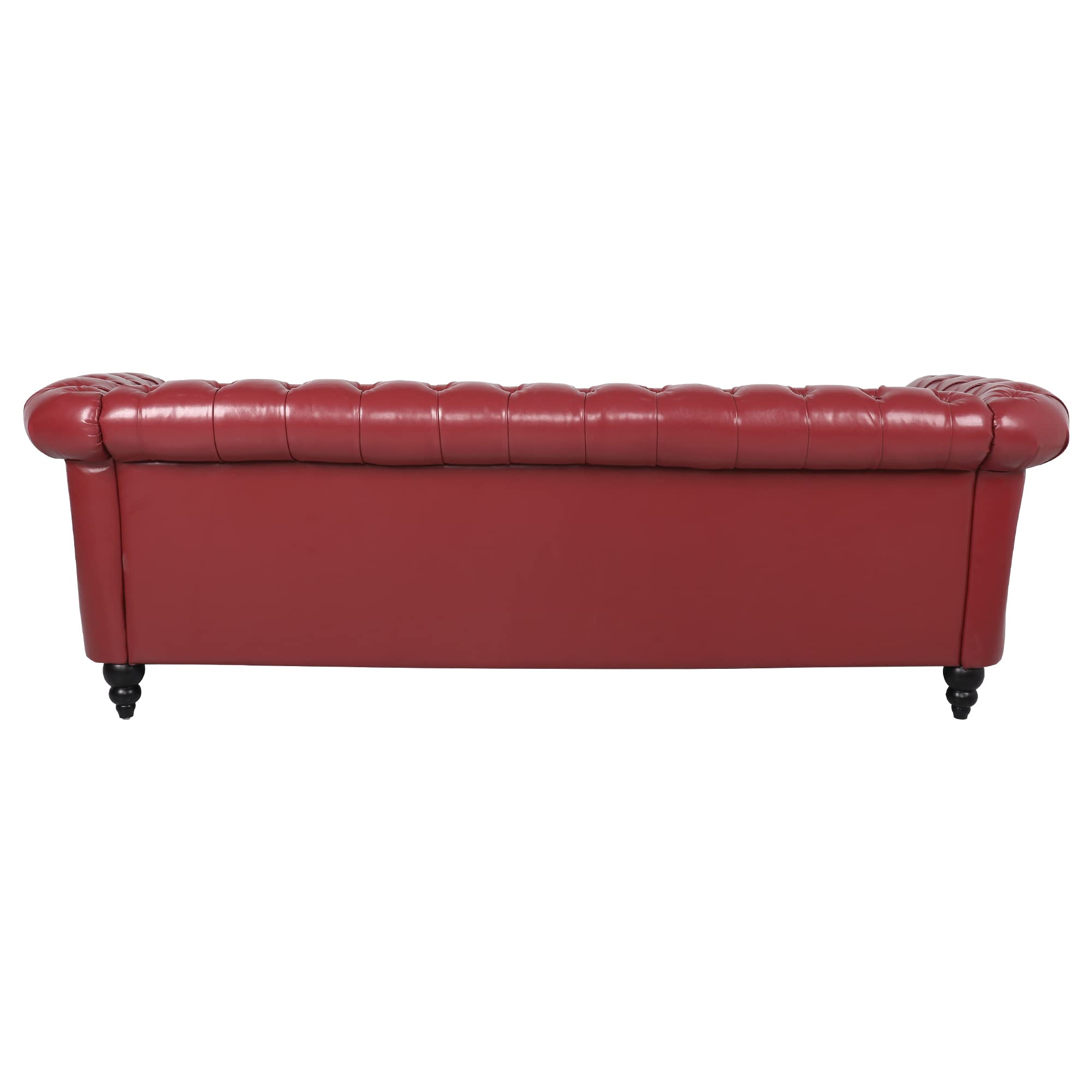 LEVNARY Chesterfield Sofa, Classic Tufted Upholstered Leather Couch, Modern 3 Seater Couch Furniture with Tufted Back for Living Room Office (Wine Red)