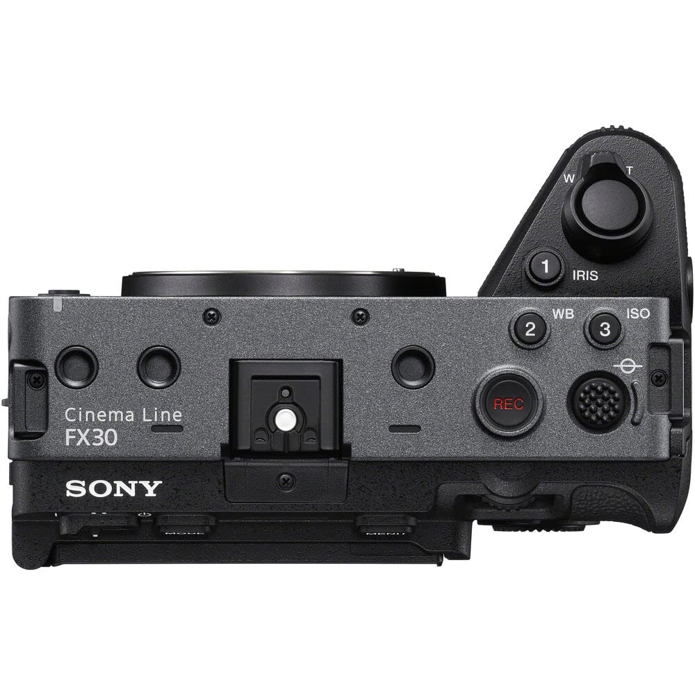 Sony FX30 Digital Cinema Camera with XLR Handle Unit (ILME-FX30) + 64GB SF-G Tough Card + Bag + 2 x NP-FZ100 Compatible Battery + LED Light + External Charger + Corel Photo Software + More (Renewed)
