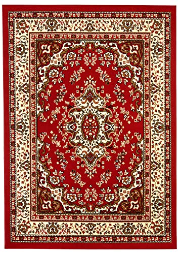 Antep Rugs Kashan King Collection HIMALAYAS Oriental Area Rug Maroon and Beige - Maroon and Beige - 6'7" x 9'