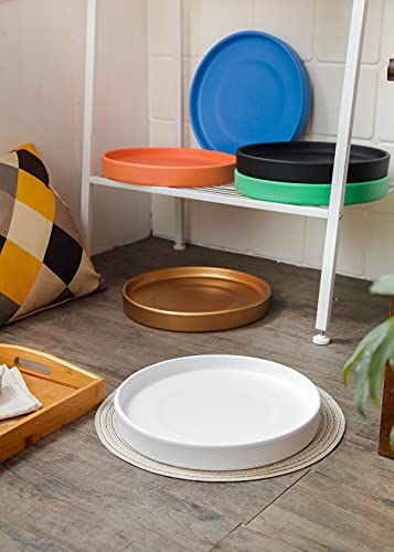 Woiida 12 Inch Large Ceramic Saucer - Ceramic Drainage Tray for Plant Pot (Matte White)