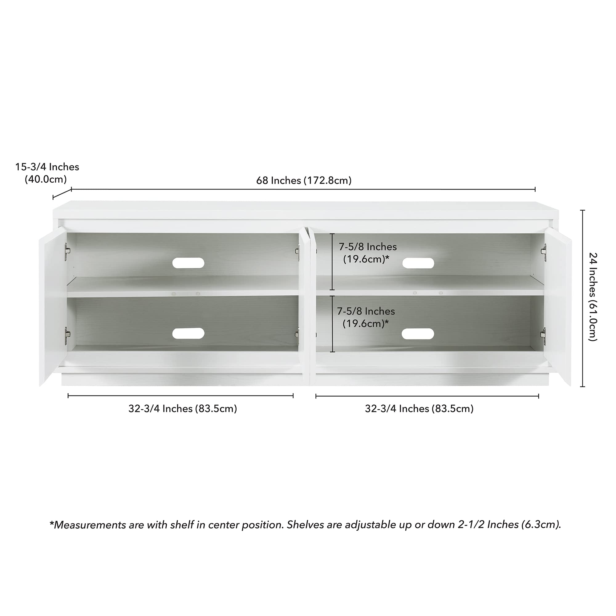 Henn&Hart Presque TV Stand, 68" Wide, White