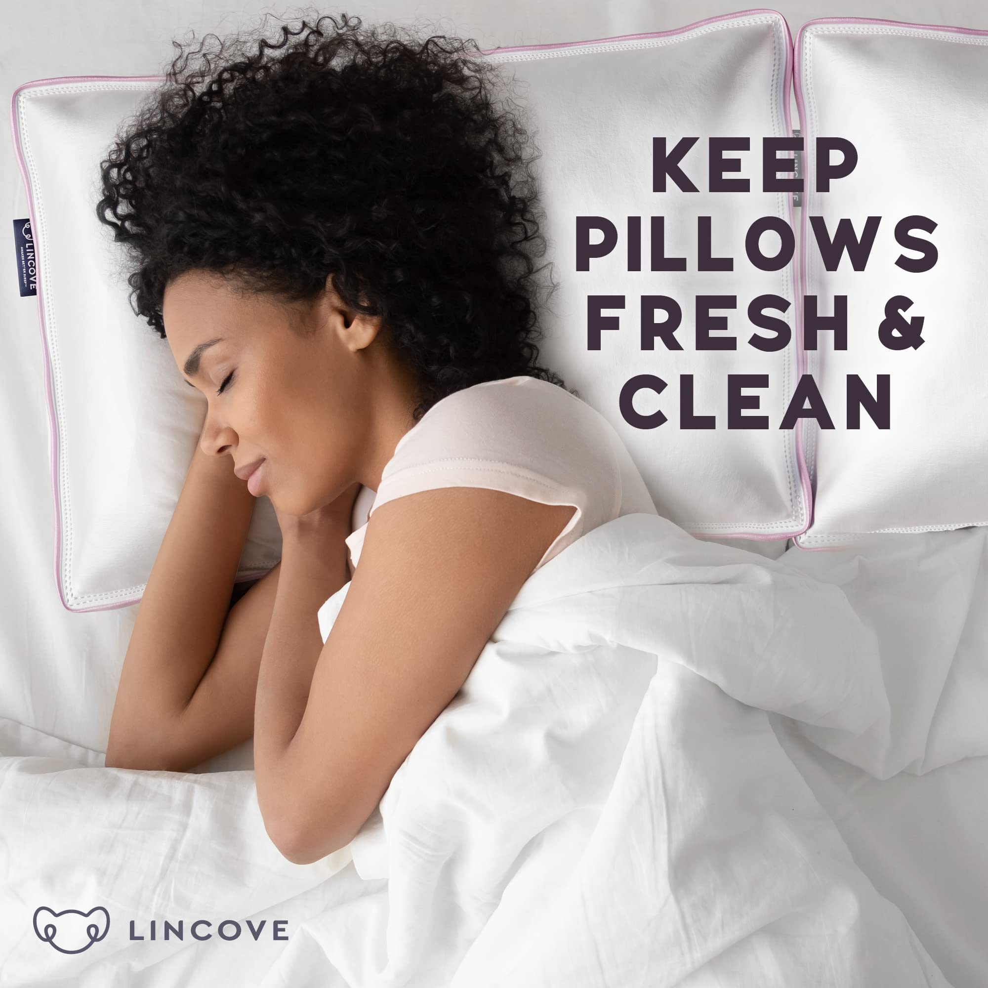 Lincove 100% Cotton Sateen Pillow Protector Cover - Zipper Pillow Cover - 500 Thread Count Luxury Cotton - Zippered Dust Pillow Protector Bed Pillow Case, Standard, 20”x26”