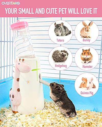 Guinea Pig Water Bottle, Small Animal Water Bottle No Drip, OVERTANG 2 in 1 125ml Rodent Pet Water Bottle No Drip for Cage Hanging Water Feeding Bottles Auto Dispenser for Hamster Guinea Pig Rabbit