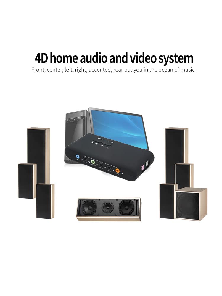 YEY 7.1 USB 3.5MM Sound Card I/O 48KHz Sample Rate 8CH DAC and 2CH ADC via S/PDIF Input and Output with Loop-Back Support standalone Cmedia Software for Windows only