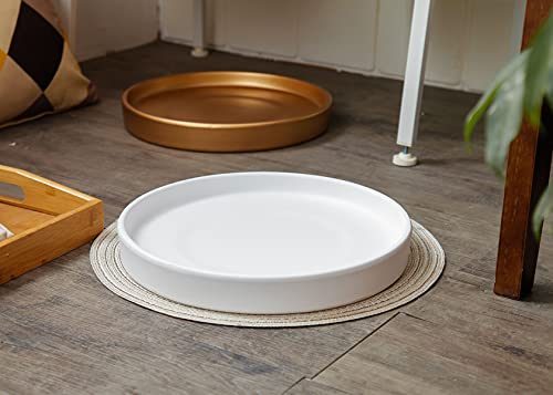 Woiida 12 Inch Large Ceramic Saucer - Ceramic Drainage Tray for Plant Pot (Matte White)