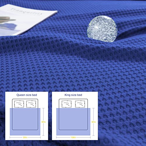 AmyHomie Cooling Blanket King Size, 100% Rayon Derived from Bamboo, Cool Summer Blanket for Hot Sleepers Soft Comfy Waffle Lightweight Blankets for All Seasons(Blue Violet, 108×90in)
