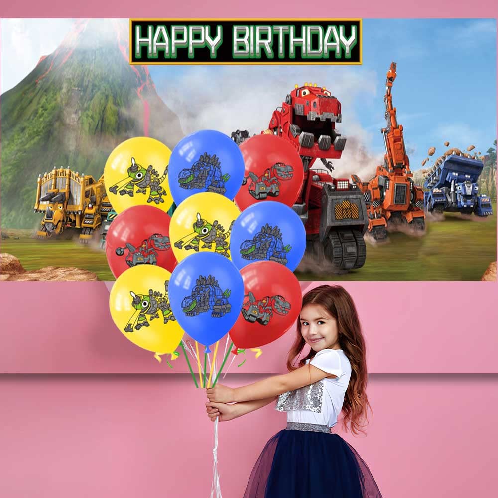 Dinosaur Truck Dinotrux Party Supplies Plates Decorations Birthday Cake Topper Banner Decor Backdrop Balloons