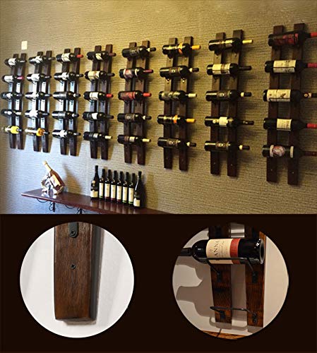 RONIXE Wall Mounted Wine Racks Rustic Barrel Stave Hanging Wine Bottle Holder Wooden Wall-Mounted Wine Rack Wine Shalf for Home Bar…