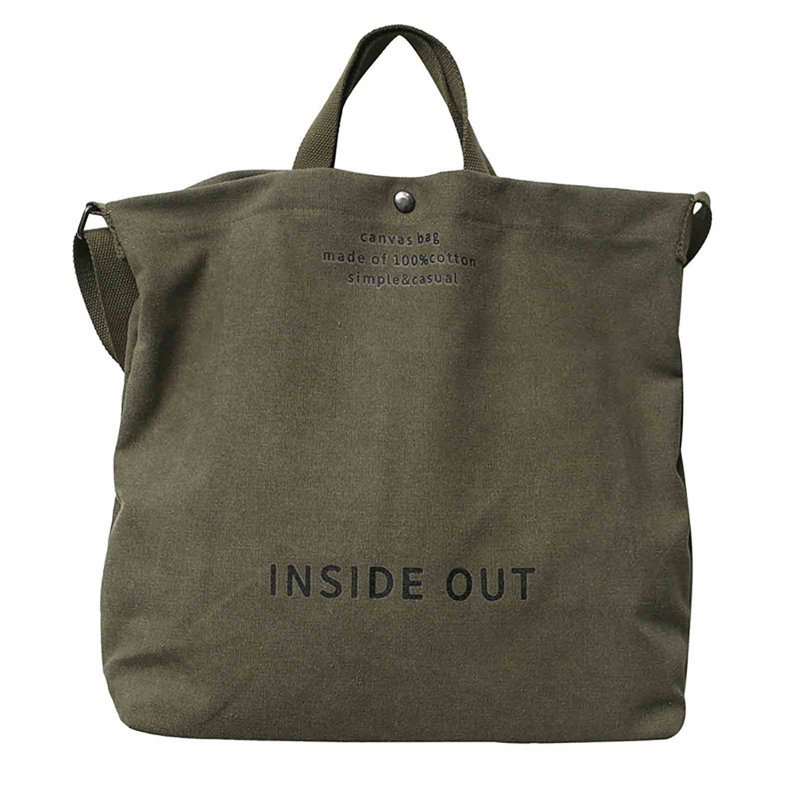 Women's Tote handbag Canvas shoulder bag Large canvas handbag Fashion retro letter handbag (green)
