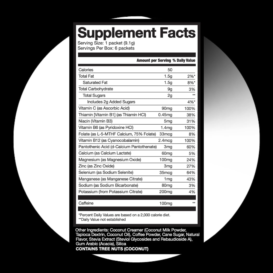 HALO Hydration – Electrolyte Energy Drink Mix | Hydration Powder Packets | Iced Mocha Latte Flavor, Healthy Skinny Coffee | Low Sugar | Easy Open Single Serving Stick | 6 Sticks