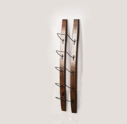 RONIXE Wall Mounted Wine Racks Rustic Barrel Stave Hanging Wine Bottle Holder Wooden Wall-Mounted Wine Rack Wine Shalf for Home Bar…