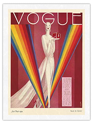 Fashion Magazine Cover - September 1, 1926 - Autumn Fabrics - Vintage Magazine Cover by Benito - Premium Unryu Rice Paper Art Print 24 x 32 in