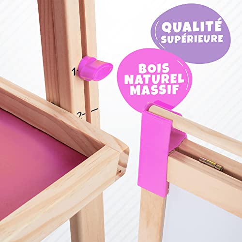 Blue Squid Art Easel for Kids - Dual-Sided Adjustable Wooden Painting Easels with Magnetic Chalk Board, Whiteboard, Paper Roll Including 100+ Accessories, Ideal for Toddlers & Children 3 to 12