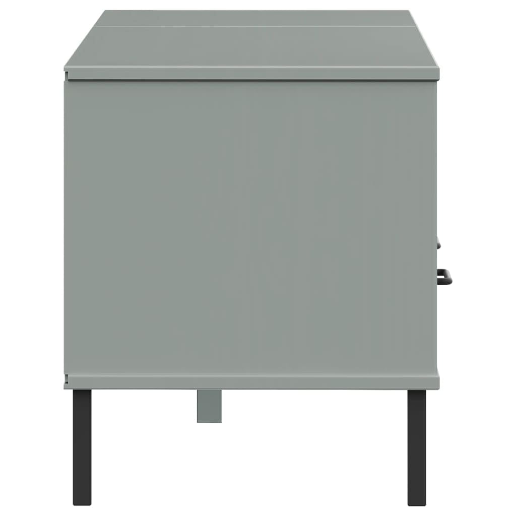vidaXL TV Stand, TV Unit for Living Room, Sideboard with Metal Legs, Media Unit Cupboard, TV Table, Industrial, Gray Solid Wood Pine Oslo