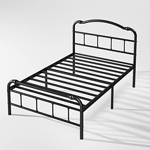 FDLOGW Twin XL Size Bed Frame with Headboard and Footboard, 14 Inch High, No Box Spring Needed Heavy Duty Metal Platform Bedframe, Noise Free
