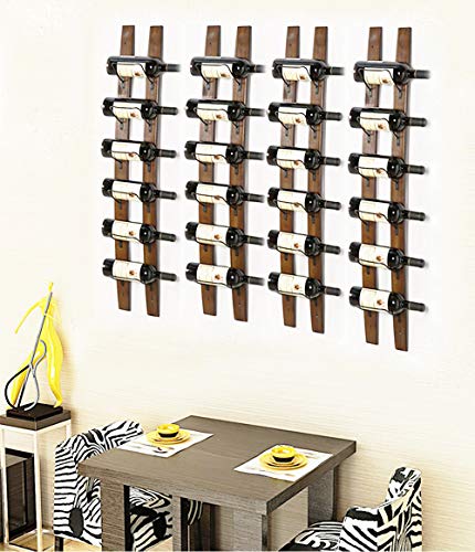 RONIXE Wall Mounted Wine Racks Rustic Barrel Stave Hanging Wine Bottle Holder Wooden Wall-Mounted Wine Rack Wine Shalf for Home Bar…