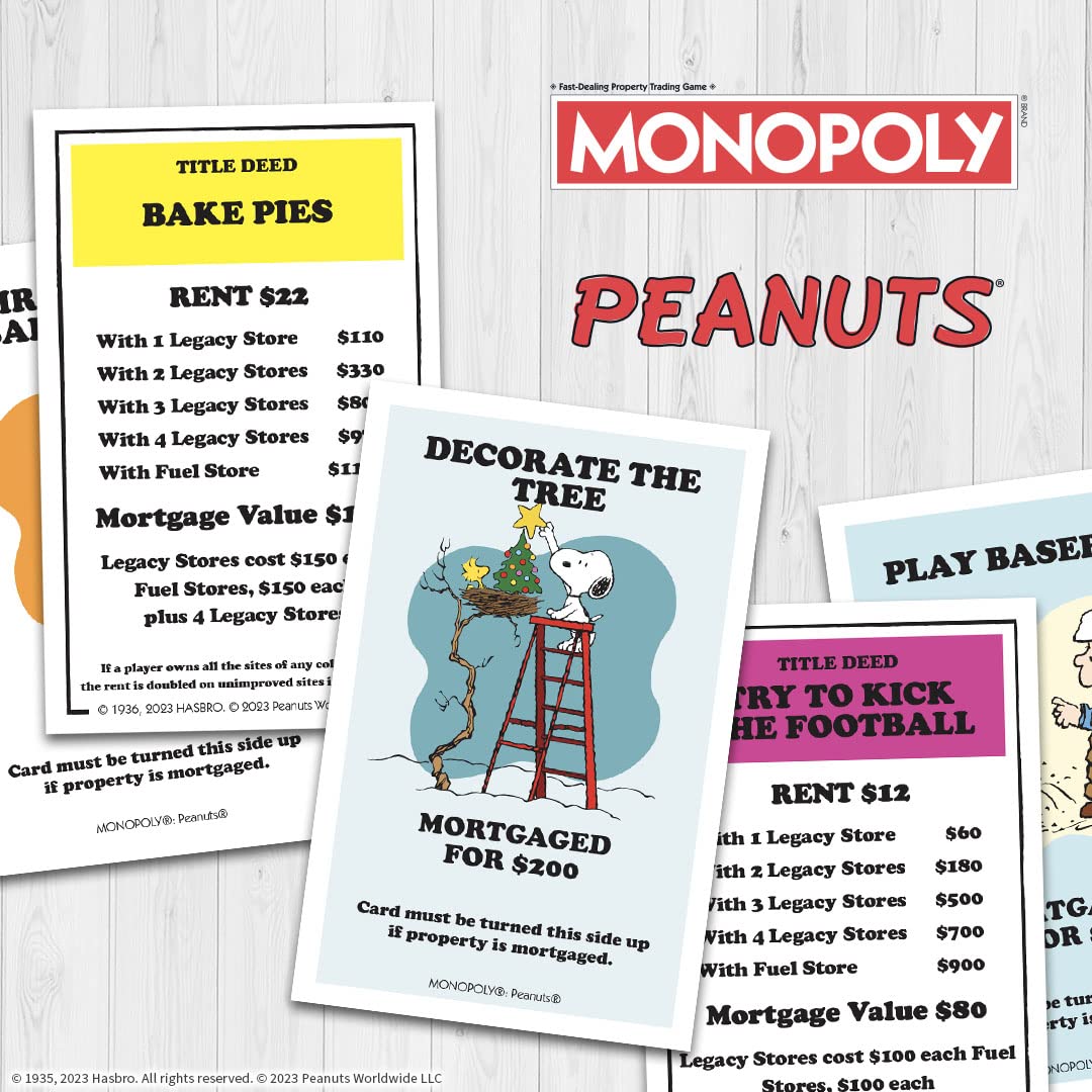 Monopoly Peanuts Board Game, Play as Snoopy on Sled, Baseball Cap, Kite Eating Tree & More, Officially Licensed and Collectible Monopoly Game Based On The Famous Comic Strip Peanuts