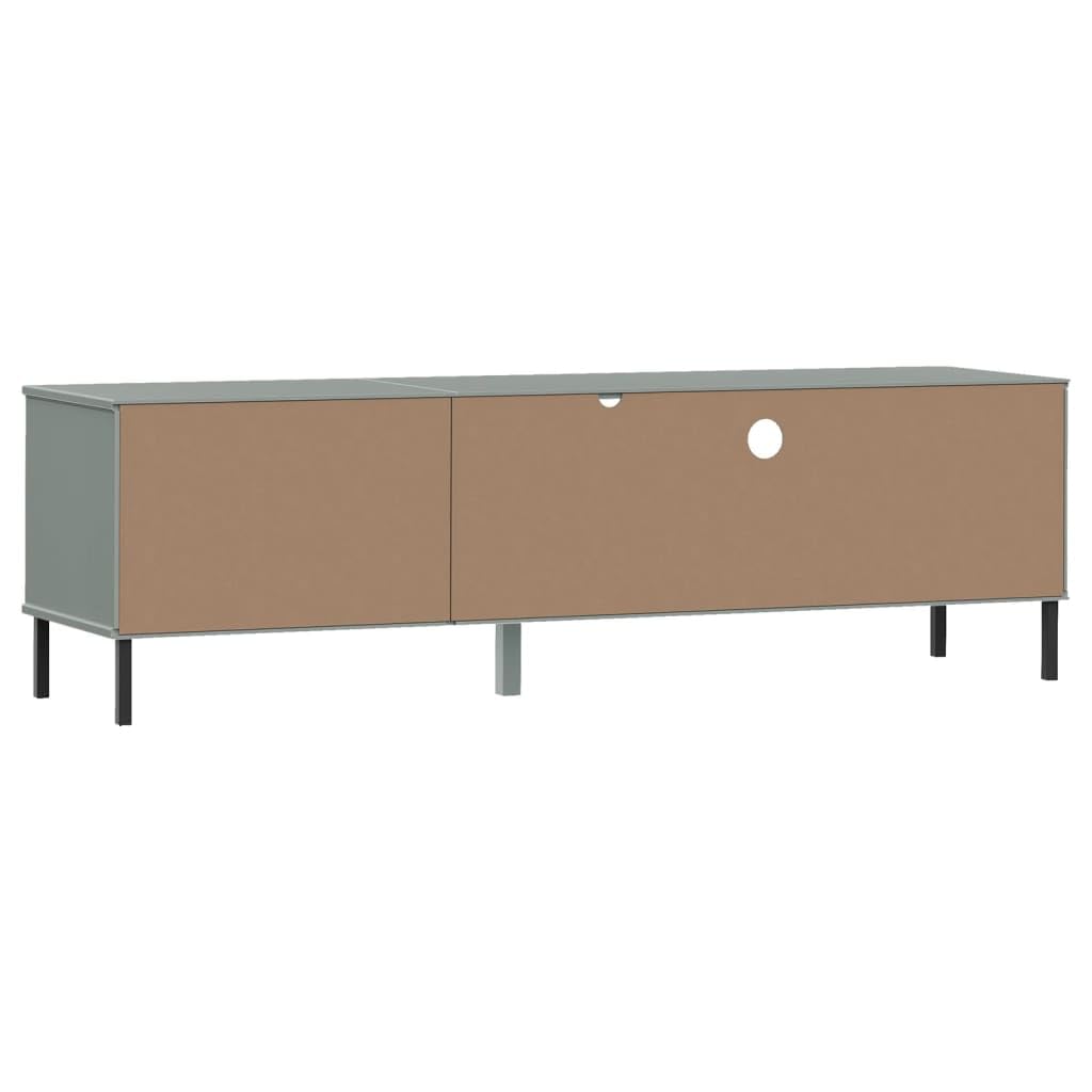 vidaXL TV Stand, TV Unit for Living Room, Sideboard with Metal Legs, Media Unit Cupboard, TV Table, Industrial, Gray Solid Wood Pine Oslo