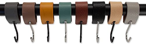 Brute Strength - Multifunctional Leather S-Hooks - Pale Green - 4 Pieces - S Shaped Hooks - Coat Hook - Leather Hooks - Leather s Hooks - Black s Hooks - Kitchen Hooks