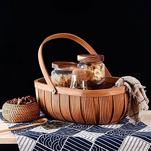 UXZDX CUJUX Household Wicker Basket Oval Willow Woven Frame, Vegetable Basket with Handle, Picnic Basket (Size : 23.5cm)