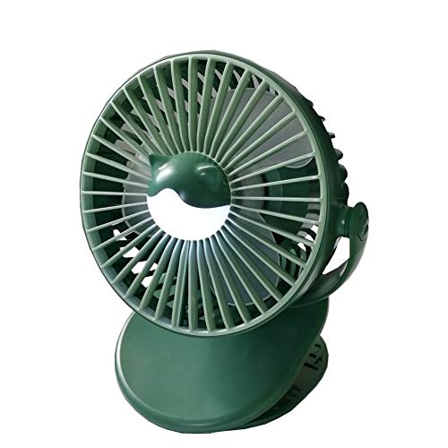 Fjyikj Rechargeable Battery Powered Clip-Fan with Night-light Battery Operated Mini Clip on Fan,Portable Cooling Fan with 3 Speed,USB Desk Fan,Stroller Fan,Fan for Home Office Camping (Green)