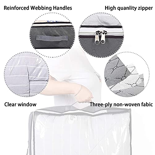 Vieshful 5 Pack 90L Clothes Storage Bags and 3 Pack 75L Underbed Containers,Large Capacity Clothing Organizers for Bedding Blanket Comforter Quilt