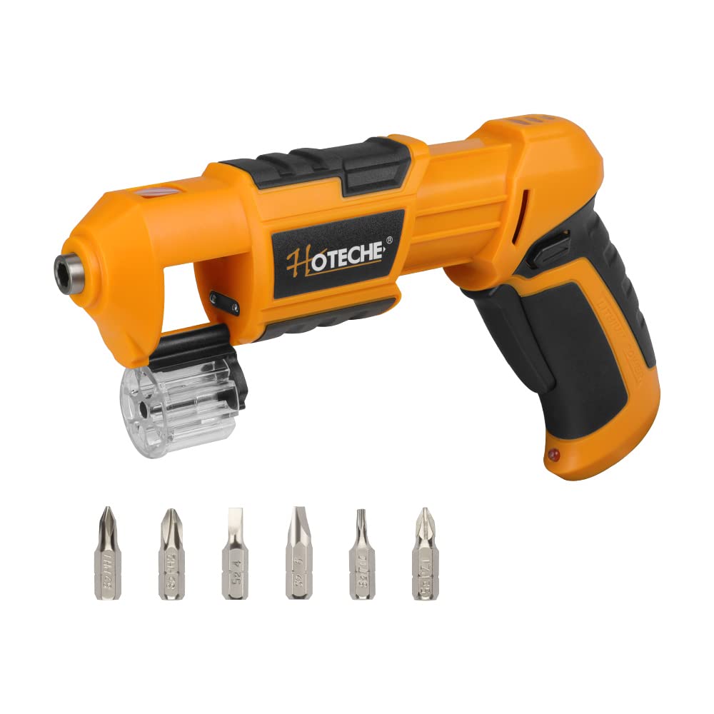 Hoteche 3.6V Cordless Screwdriver 6-in-1 Rechargable Mini Electric Drill Portable Screw Gun with LED Work Light, Battery and Charger