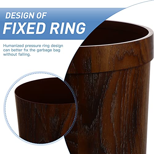 NUOBESTY Plastic Trash Can Bin Wastebasket Wood Grain Garbage Container for Bathroom Kitchen Laundry Room Home Office Dorms Rubbish Box 27. 5x21. 2x21. 2 cm Coffee