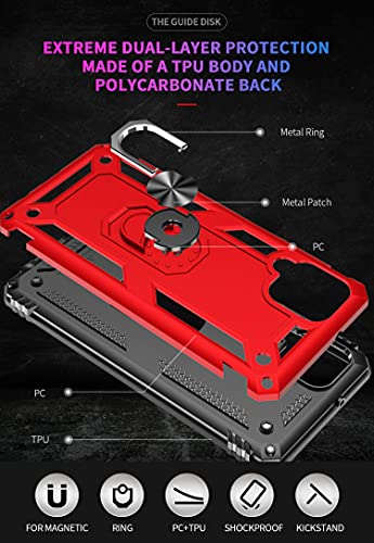 SunRemex Samsung A12 Case，Galaxy A12 Case with Tempered Glass Screen Protector，Kickstand [Military Grade] 16ft.Drop Tested Protective Cover for Samsung Galaxy A12 5G （2021）.(Red)