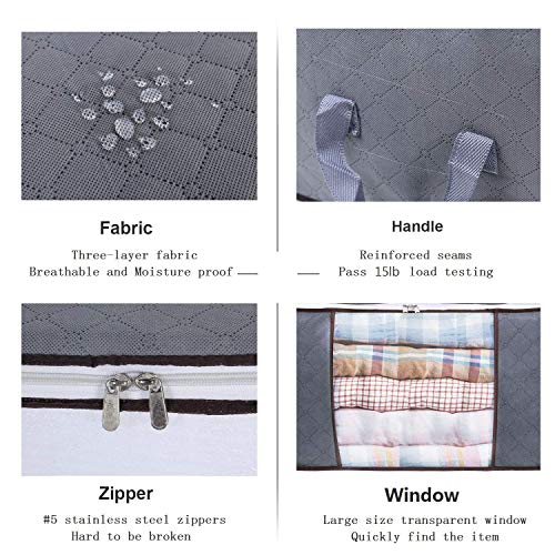 Vieshful 5 Pack 90L Clothes Storage Bags and 3 Pack 75L Underbed Containers,Large Capacity Clothing Organizers for Bedding Blanket Comforter Quilt