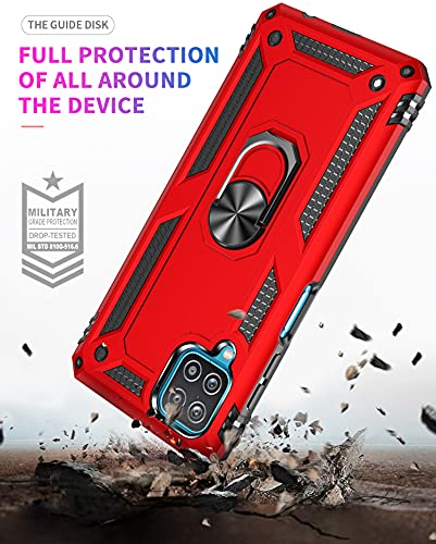 SunRemex Samsung A12 Case，Galaxy A12 Case with Tempered Glass Screen Protector，Kickstand [Military Grade] 16ft.Drop Tested Protective Cover for Samsung Galaxy A12 5G （2021）.(Red)