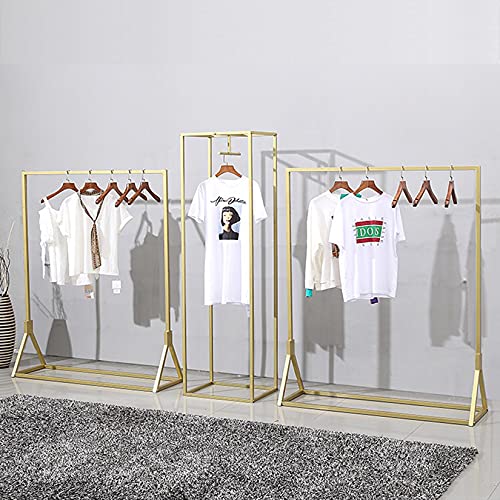 WFDERAN Creative Simple Clothes Retail Heavy Duty Metal Garment Racks,Clothing Store Hanger Storage Shelves,Commercial Wedding Dress Floor-Standing Display Rack (Gold, 75" H)
