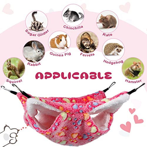 Photect 5 Pcs Double Layer Ferret Hammock Small Animal Hanging Hammock Bunk Bed Ferret Toys Rat Cage Accessories Soft Plush Rat Hammock for Ferret Rat Sugar Glider Pig Guinea Parrot Hideout Play Sleep