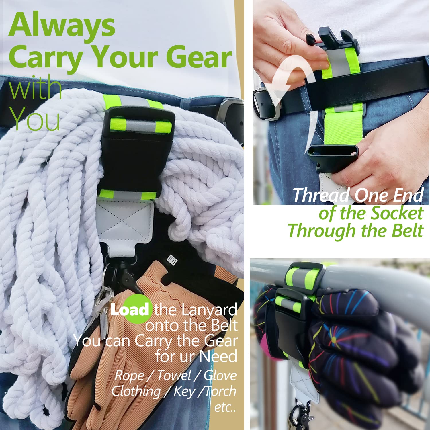 High Visibility Glove Clips - 2" W Adjustable Glove Clips for work Glove Holder Clip Firefighter Glove Strap w/Reflective Tape Glove Clips for Construction & Firefighter Gear Firefighter Accessories
